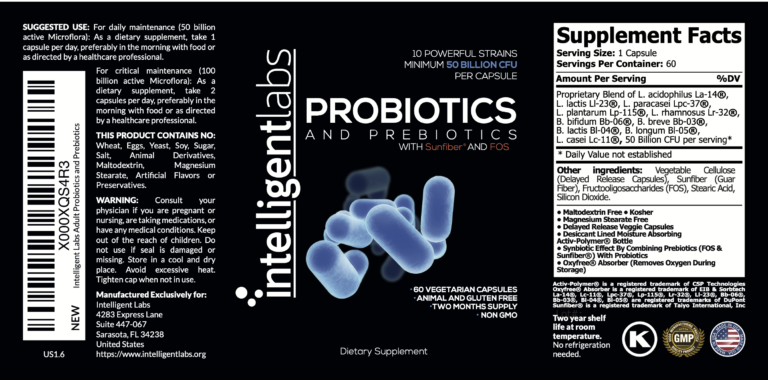 50 Billion CFU 10 Strain Probiotics - Intelligent Labs