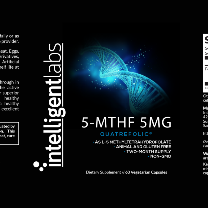 5MG 5MTHF L-Methylfolate Quatrefolic Acid - Intelligent Labs