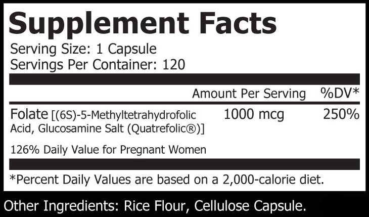 1 MG 5 MTHF L-Methylfolate as Quatrefolic Acid® – Intelligent Labs