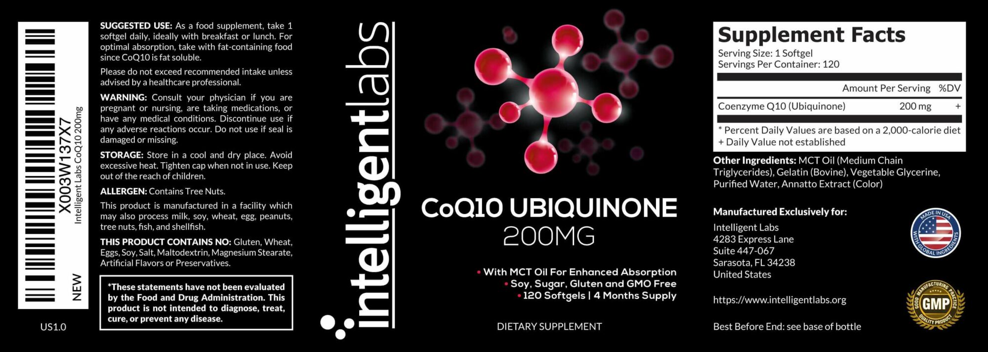 CoQ10 Ubiquinone 200mg Softgels - Intelligent Labs