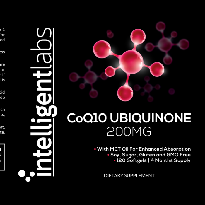 CoQ10 Ubiquinone 200mg Softgels - Intelligent Labs